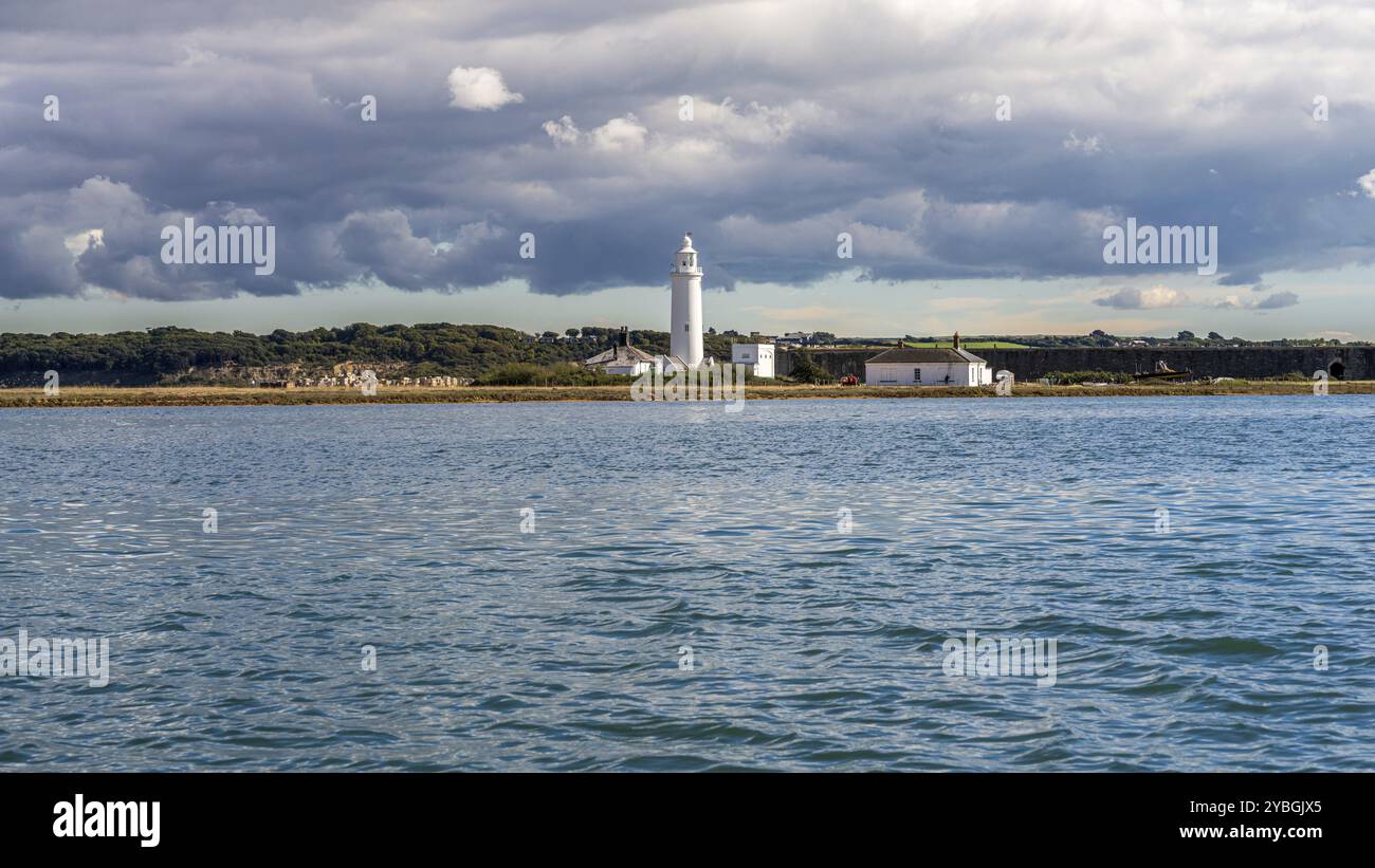 The Hurst Point Lighthouse and Keyhaven Lake near Milford on Sea ...