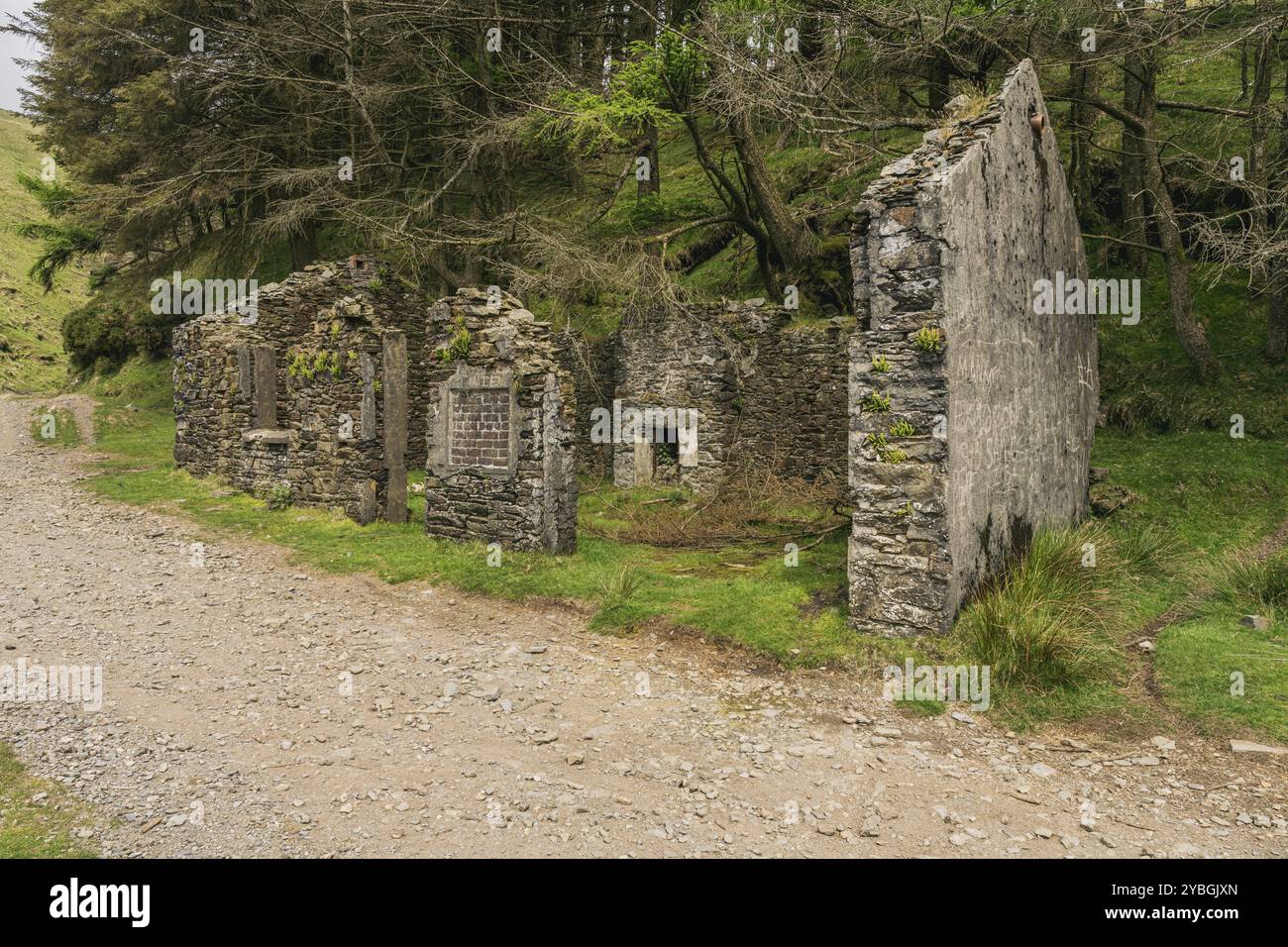 The remains of the derelict Great Snaefell Mine near Agneash, Garff ...