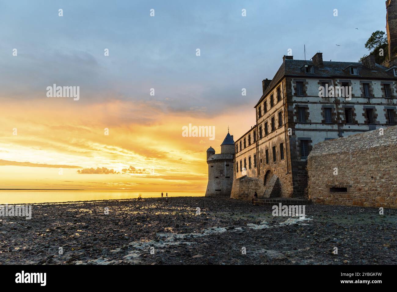 Dramatic sunset on Mont Saint Michel, Normandy, France, Europe Stock ...