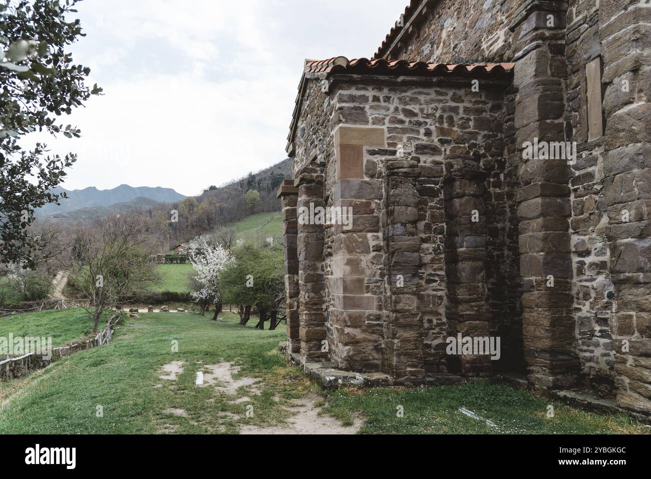 Exterior view of St Christine of Lena church at spring. Santa Cristina ...