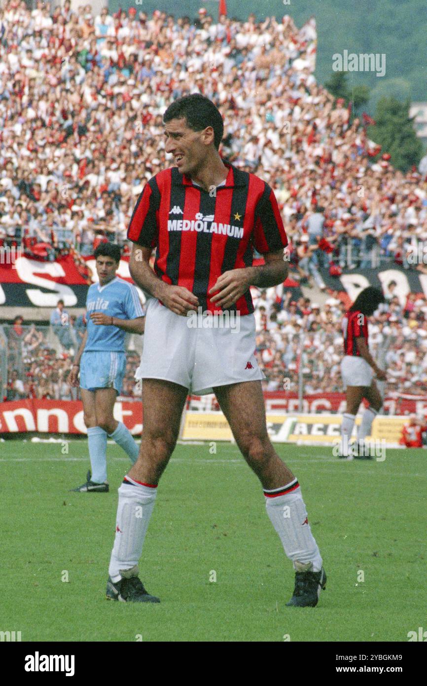 Football match, Mauro TASSOTTI AC Milan with X-legs looking to the left ...