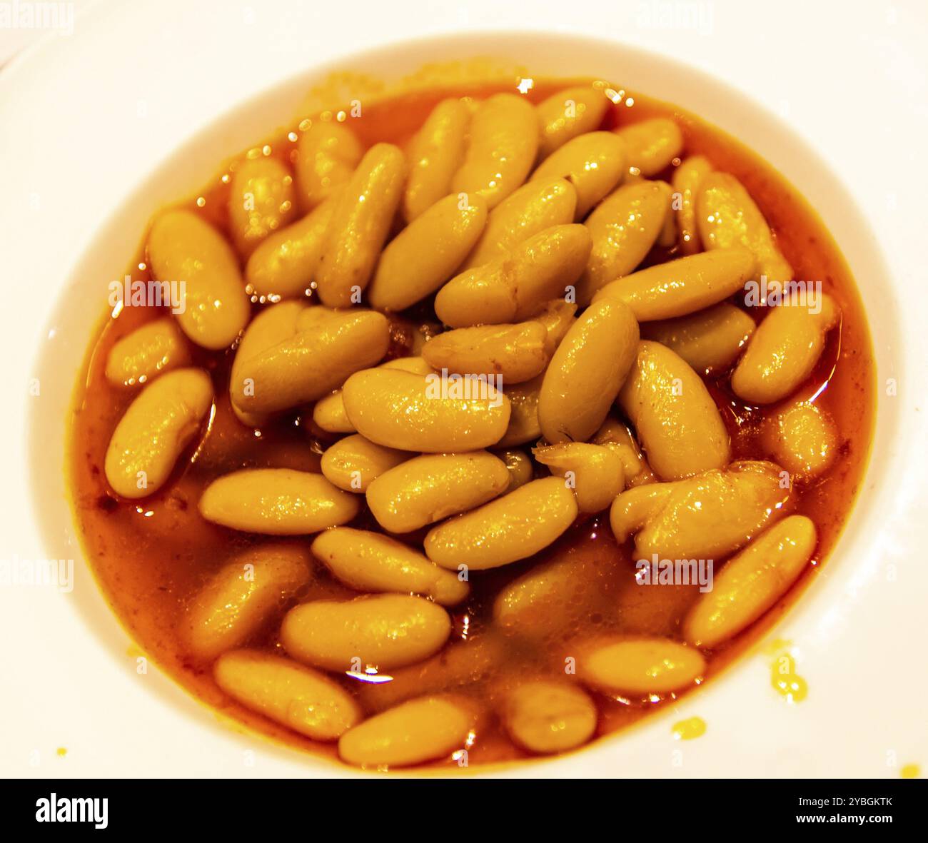 Fabada Asturiana, a typical spanish food made with with big beans and ...