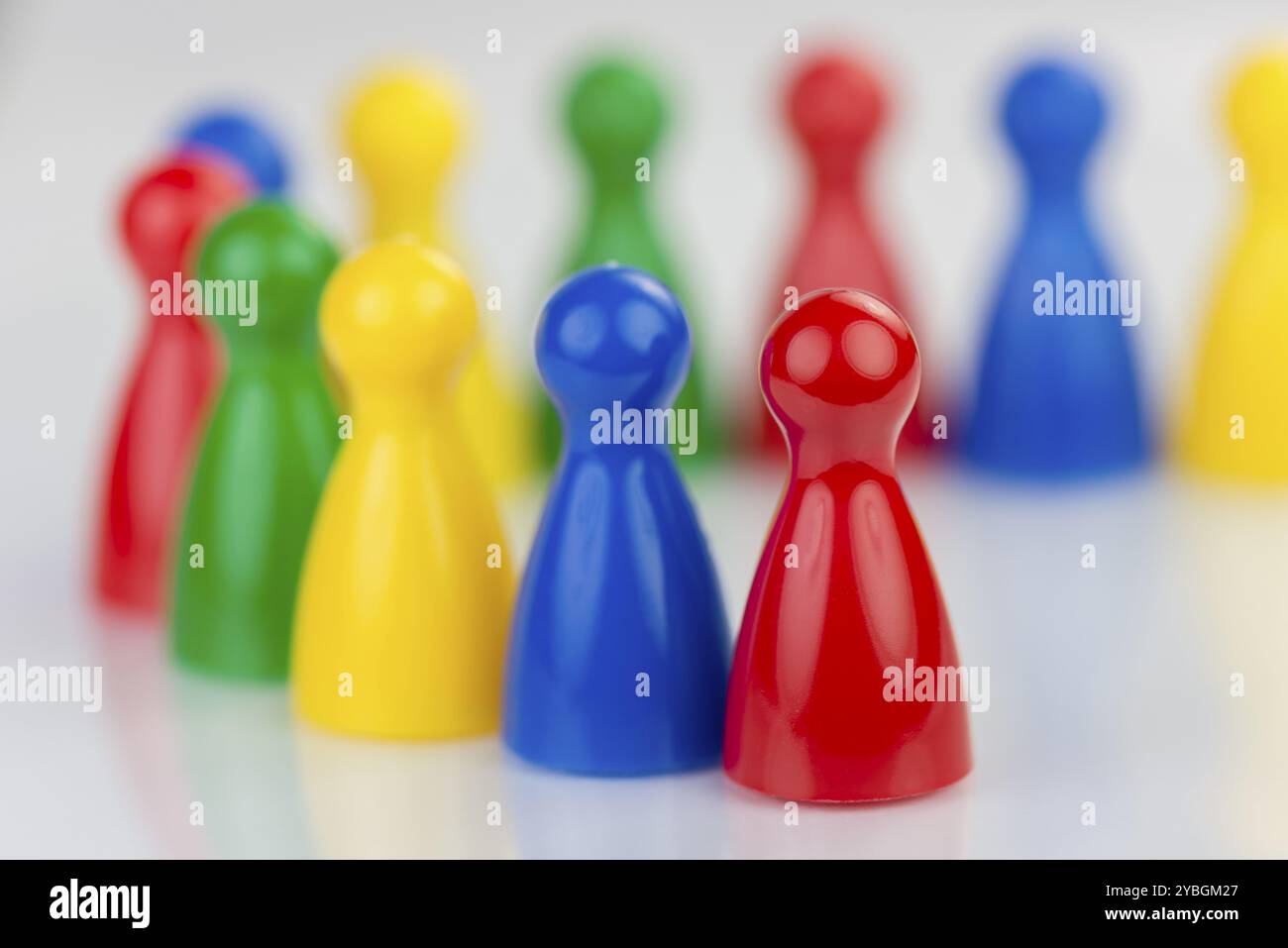 Conceptual game pawns that visualize the concept chain cooperation ...