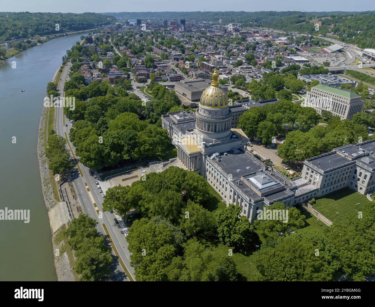 Aerial view of the West Virginia State Capitol which is the seat of ...