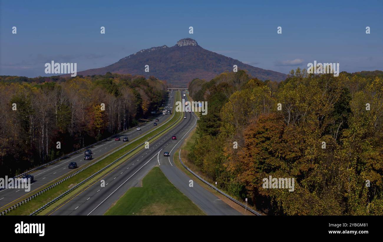 Aerial view Pilot Mountain in the U.S. state of North Carolina Stock ...