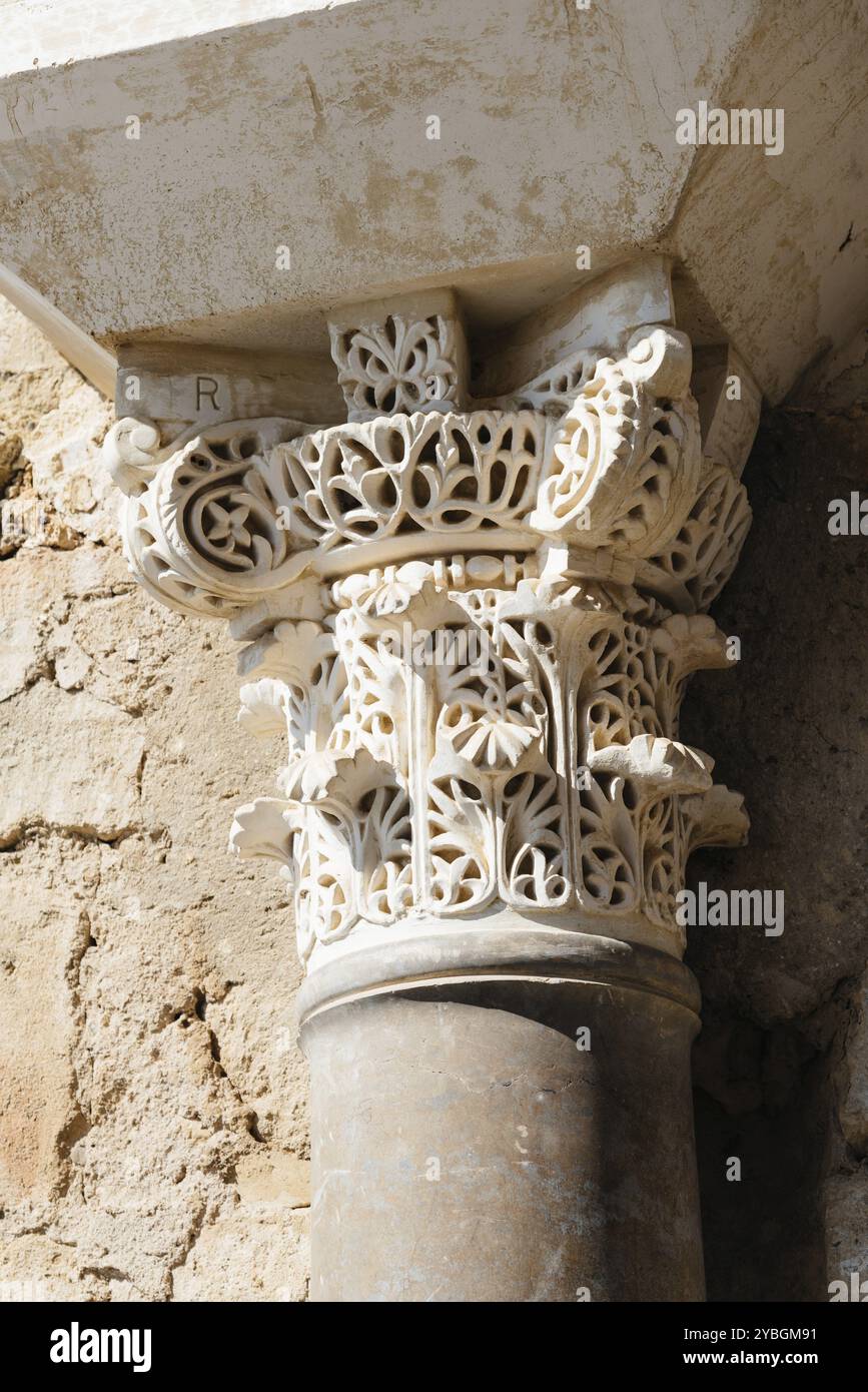 View of chapiter in the ruins of the fortified Arab Muslim medieval ...