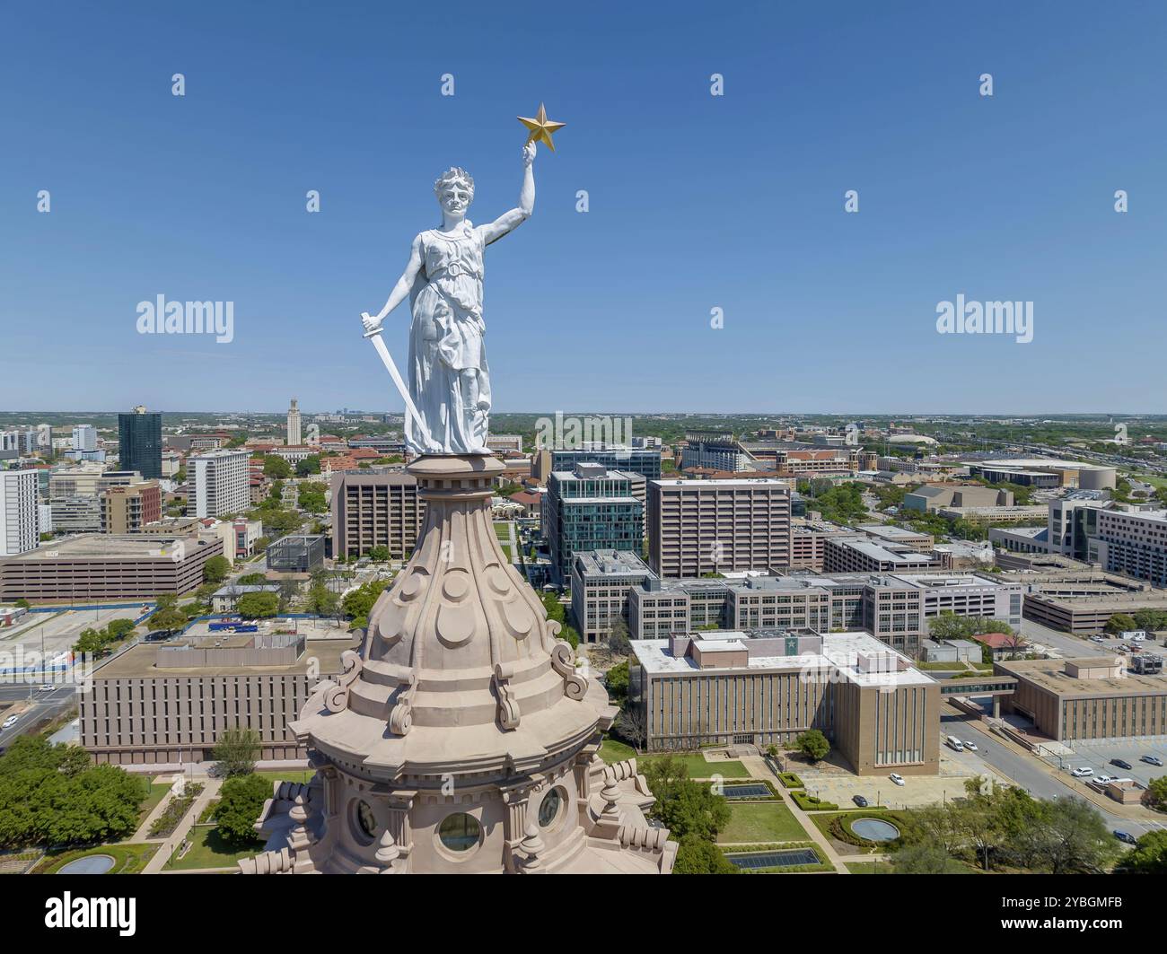 Aerial view of the Texas State Capitol Building In the city of Austin ...
