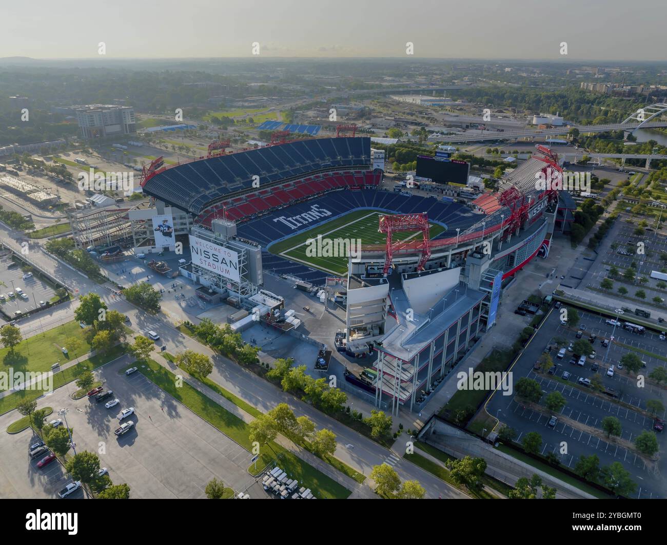 Aerial view of Nissan Stadium, home of the NFLs Tennessee Titans Stock ...