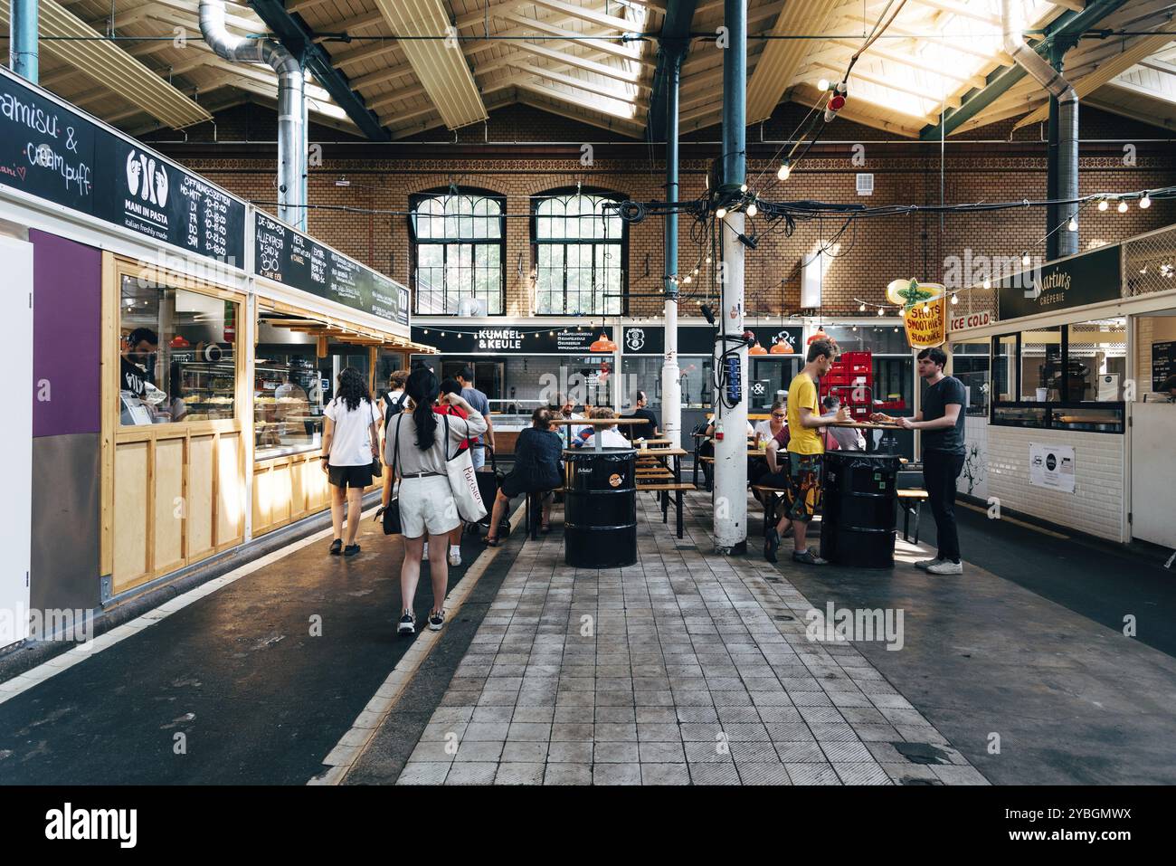 Berlin, Germany, July 29, 2019: Markthalle Neun, Market Hall Nine. It ...