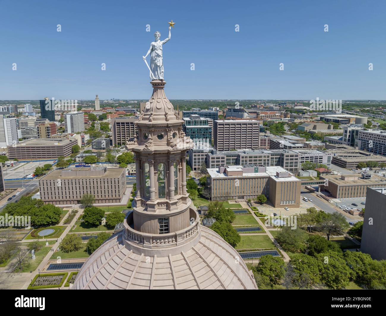 Aerial view of the Texas State Capitol Building In the city of Austin ...
