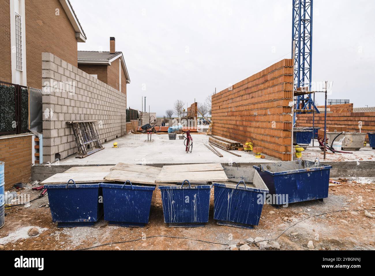 Works of construction of thermal clay block and concrete block wall ...