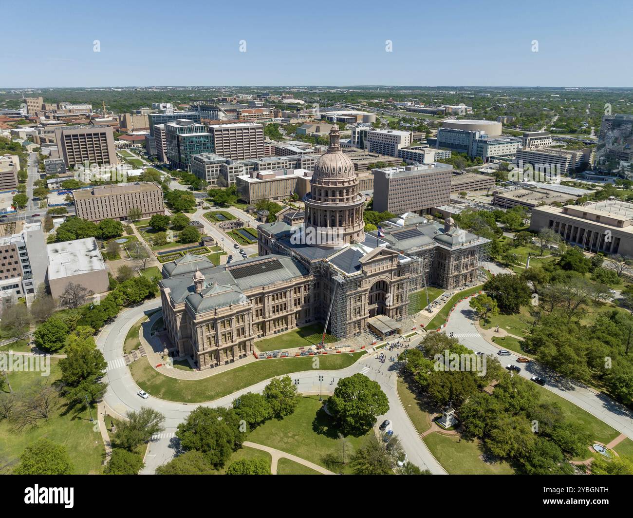 Aerial view of the Texas State Capitol Building In the city of Austin ...