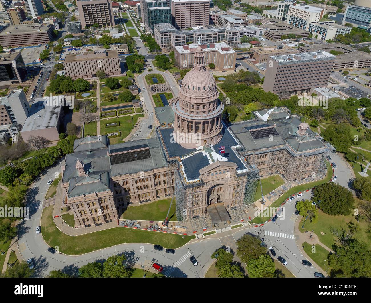 Aerial view of the Texas State Capitol Building In the city of Austin ...