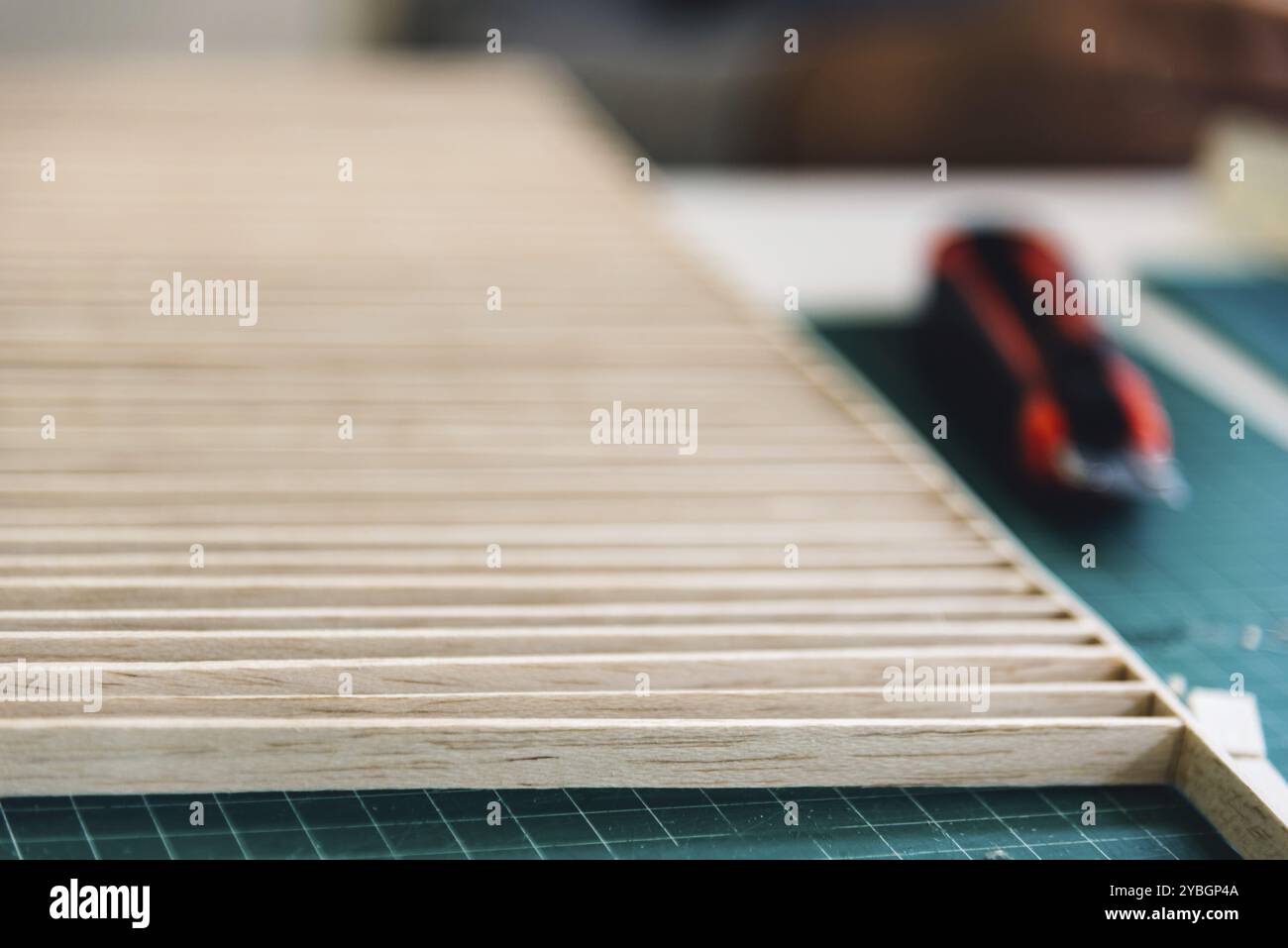 Wood and cutter set for making architecture models on working table ...