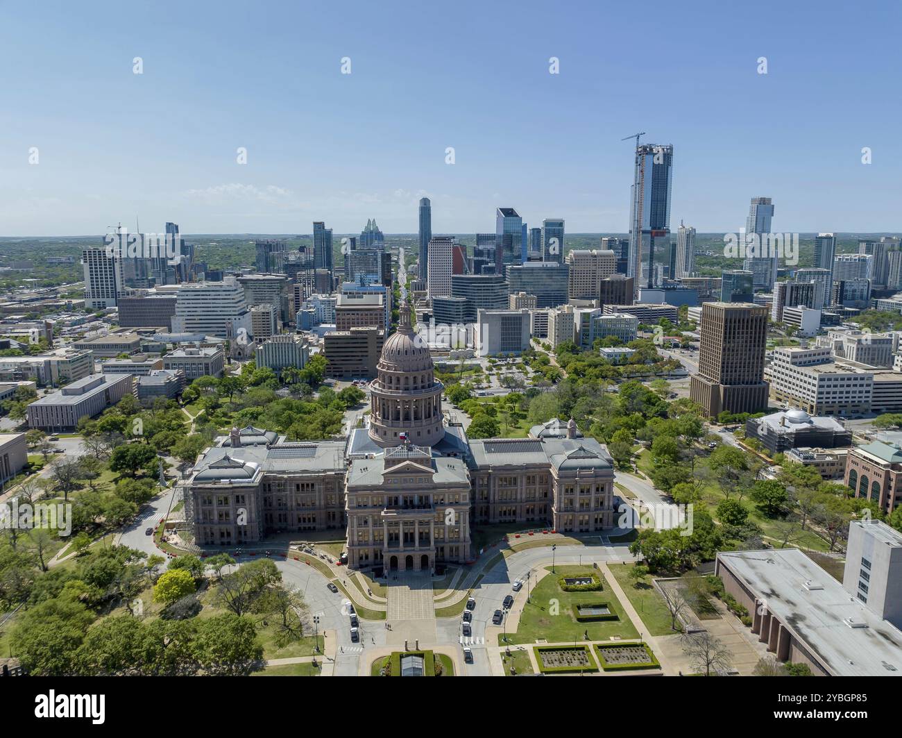 Aerial view of the Texas State Capitol Building In the city of Austin ...