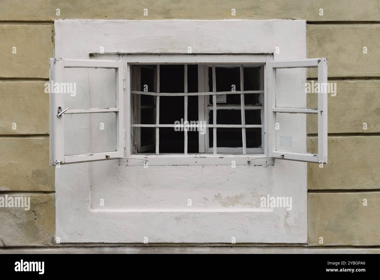 Old open white window in residential building in Prague Stock Photo - Alamy
