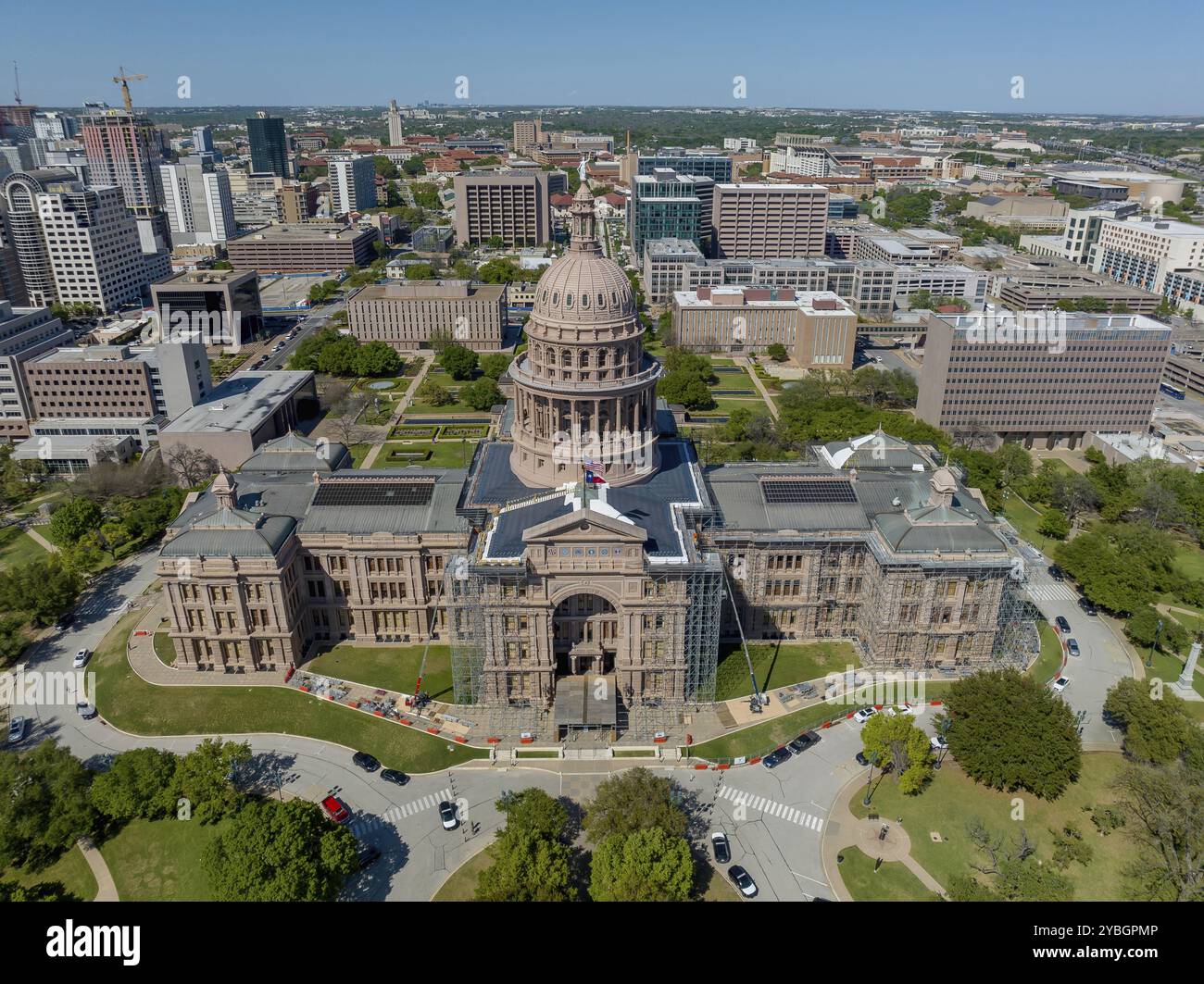 Aerial view of the Texas State Capitol Building In the city of Austin ...