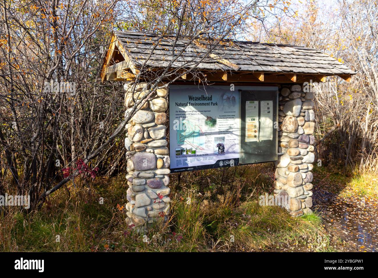 Hiking Trailhead Kiosk with Information and Area Maps at Weaselhead ...