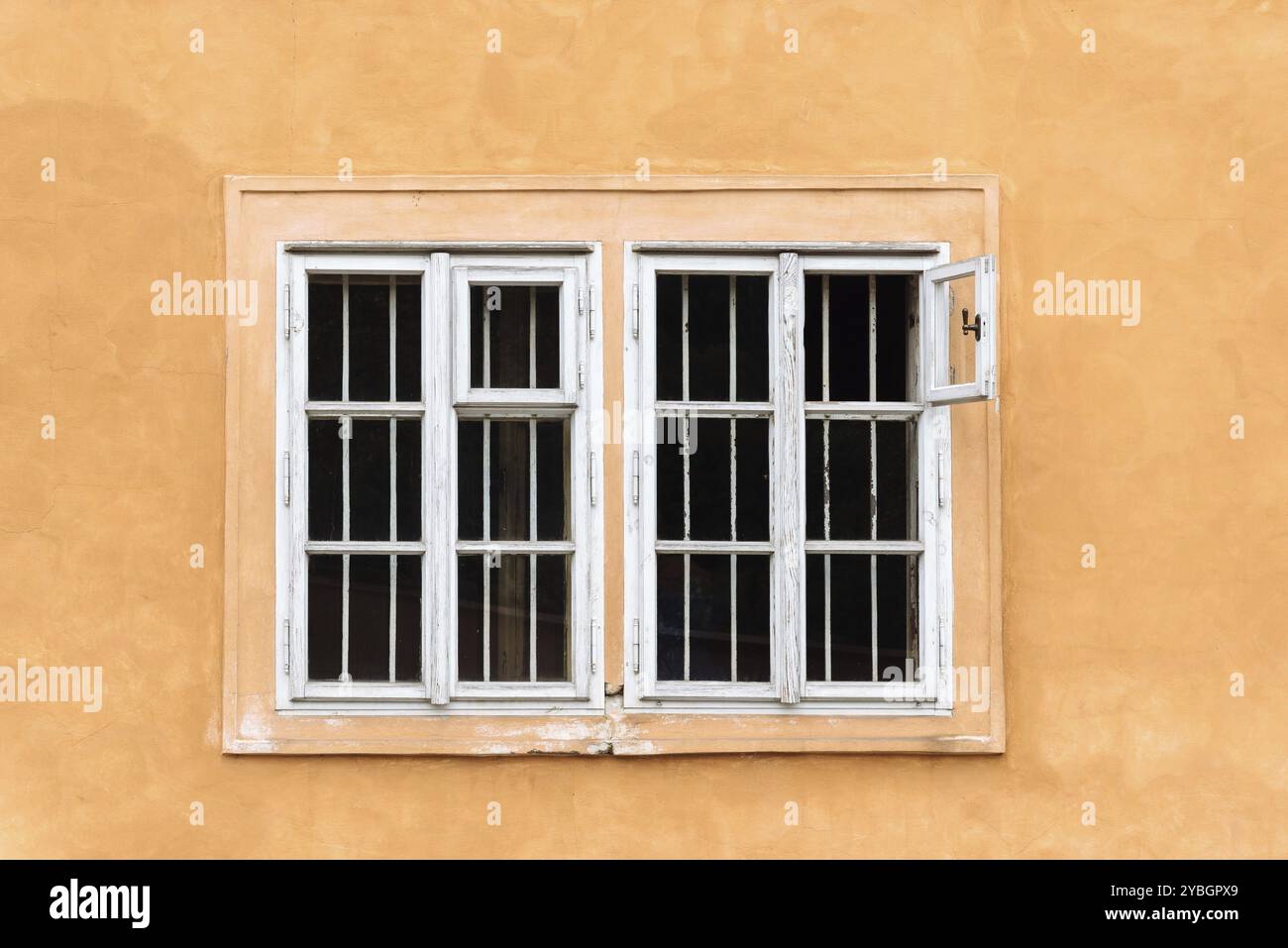 Old white window in residential building in Prague Stock Photo - Alamy