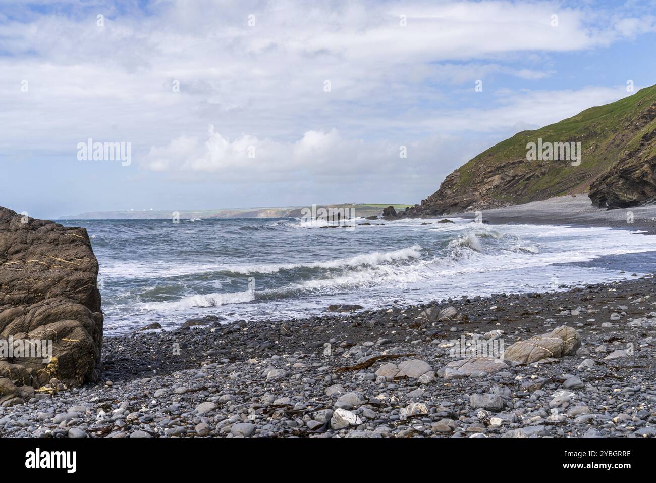 The cliffs and beach in Millook Haven, Cornwall, England, UK Stock ...