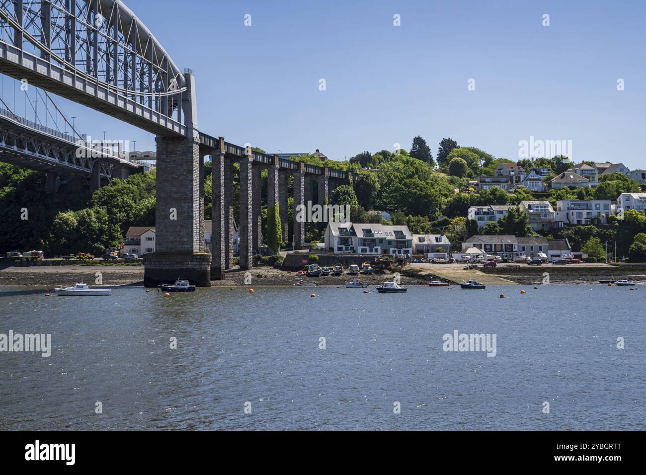 Saltash, Cornwall, England, UK, May 27, 2022: The Tamar Bridge and the ...