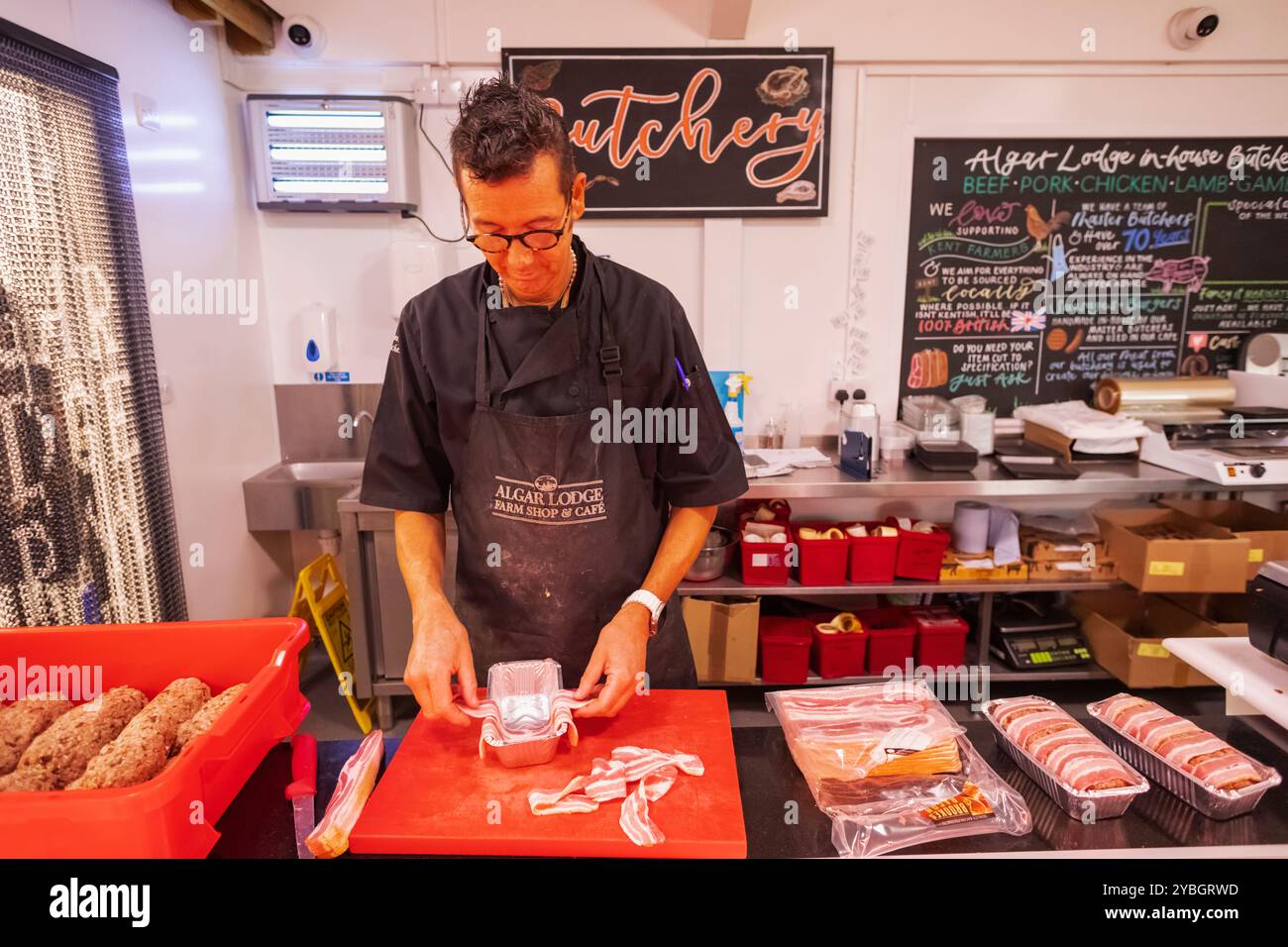 England, Kent, Deal, Algar Lodge Farm Shop & Cafe, The Butchery Counter ...