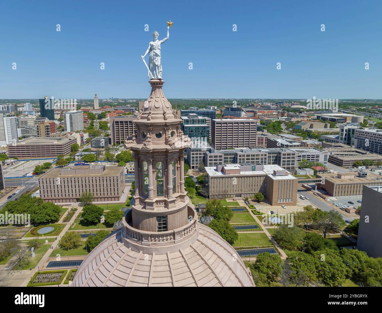 Aerial view of the Texas State Capitol Building In the city of Austin ...