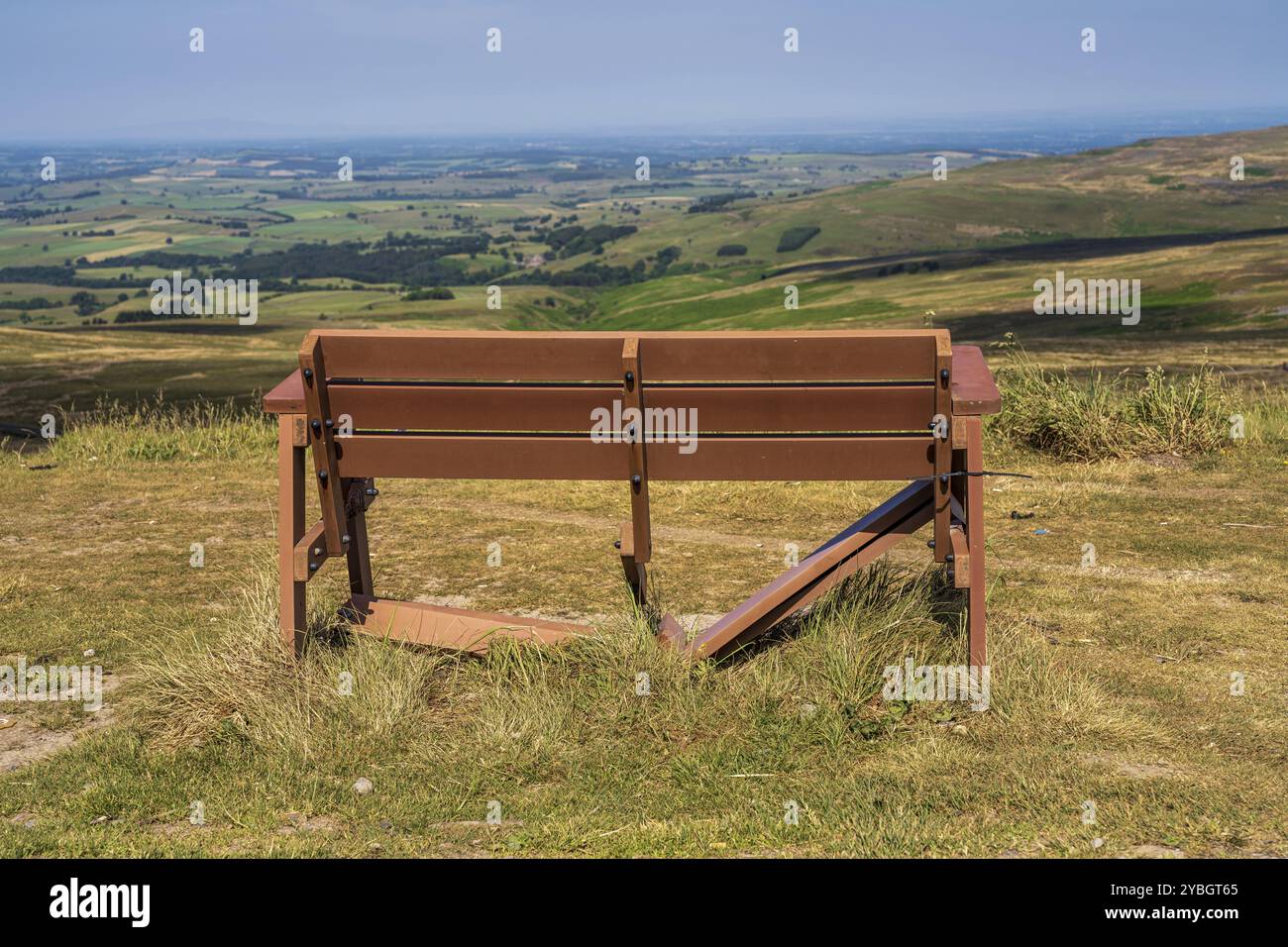 A broken bench with a view from the Hartside Pass between Alston and ...