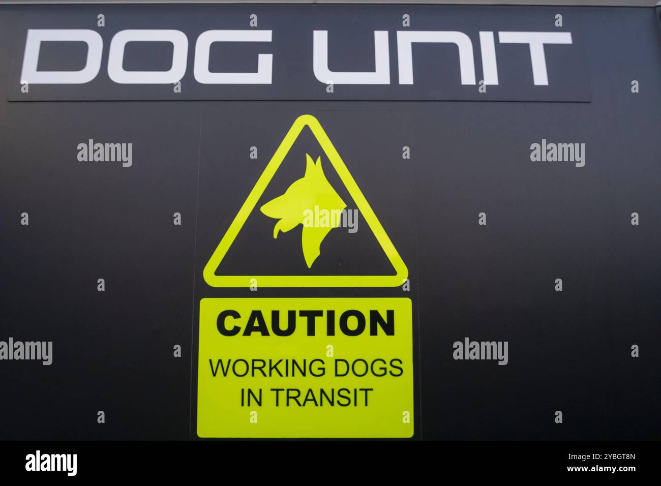 England, Kent, Dog Unit Security Van Warning Sign Stock Photo - Alamy