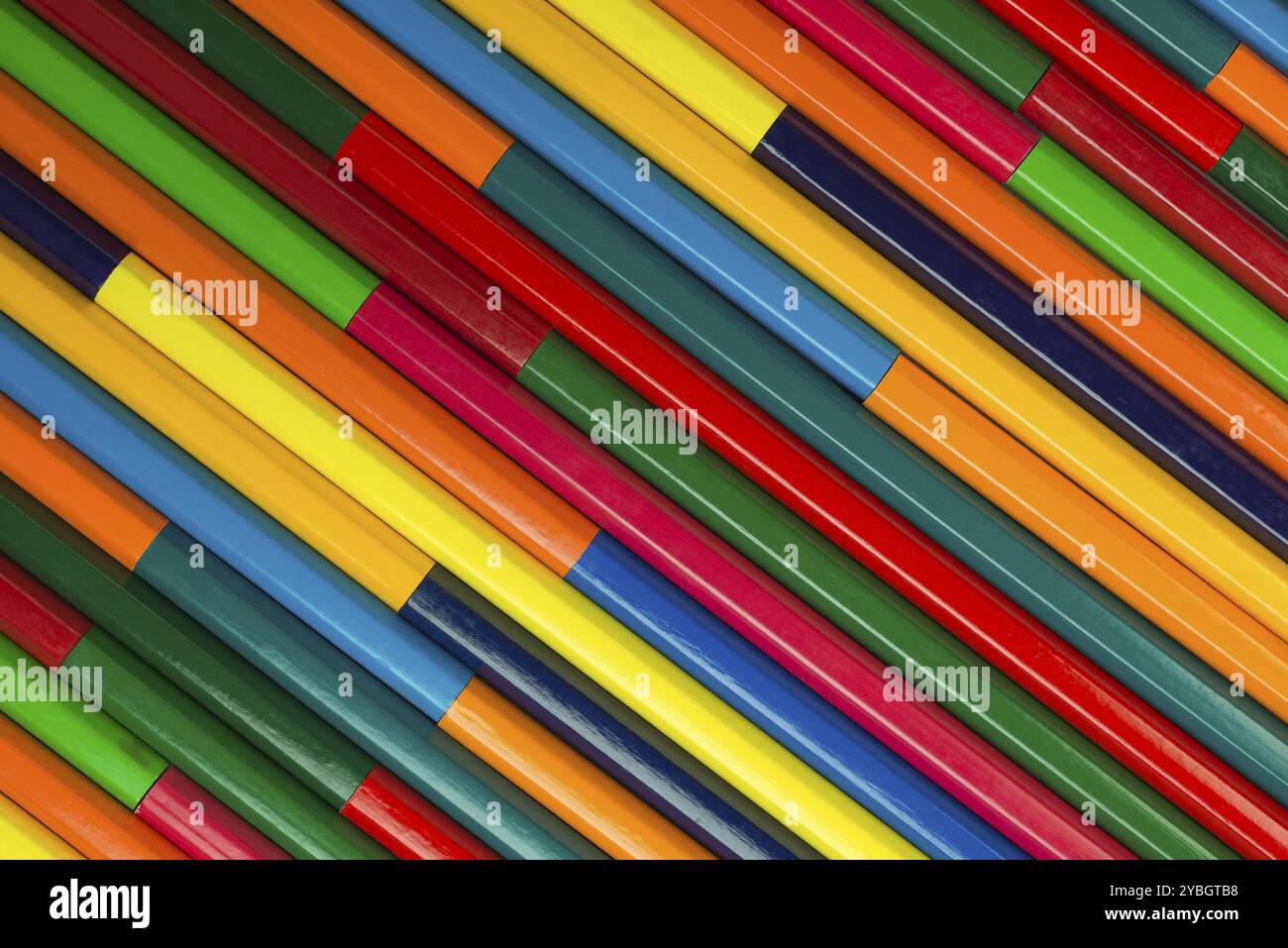 Collection of coloured pencils in a diagonal complementary colors set ...