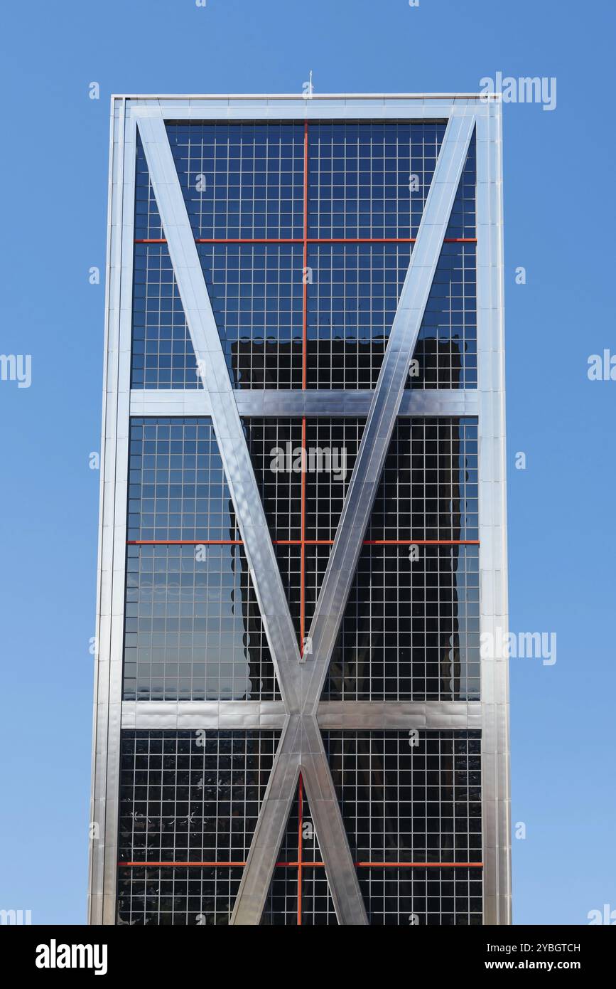 Madrid, Spain, March 20, 2017: Low angle view of The Gate of Europe ...
