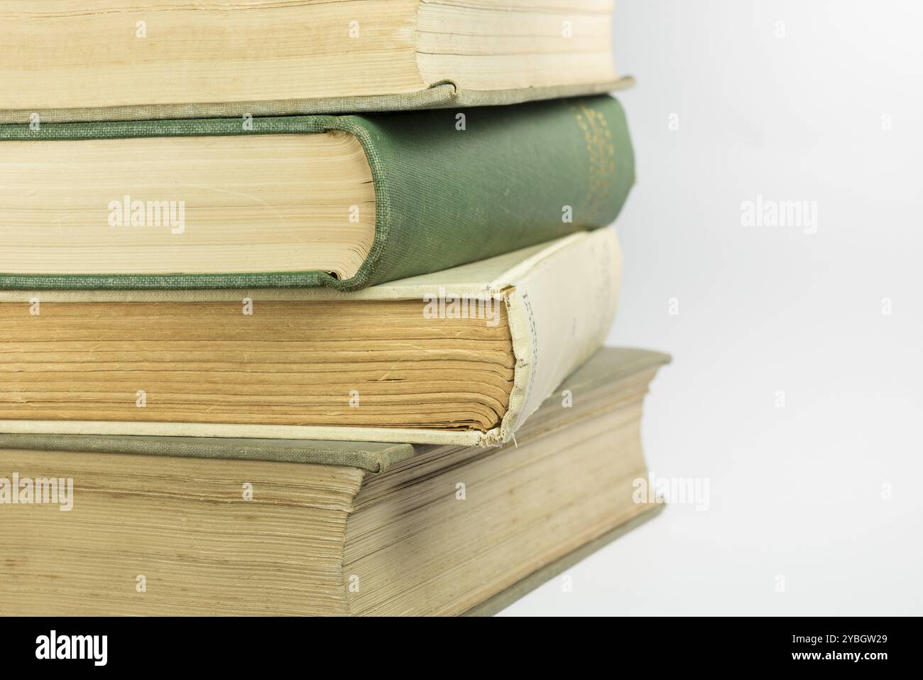 Stacked old bound and yellowed books as background picture Stock Photo ...
