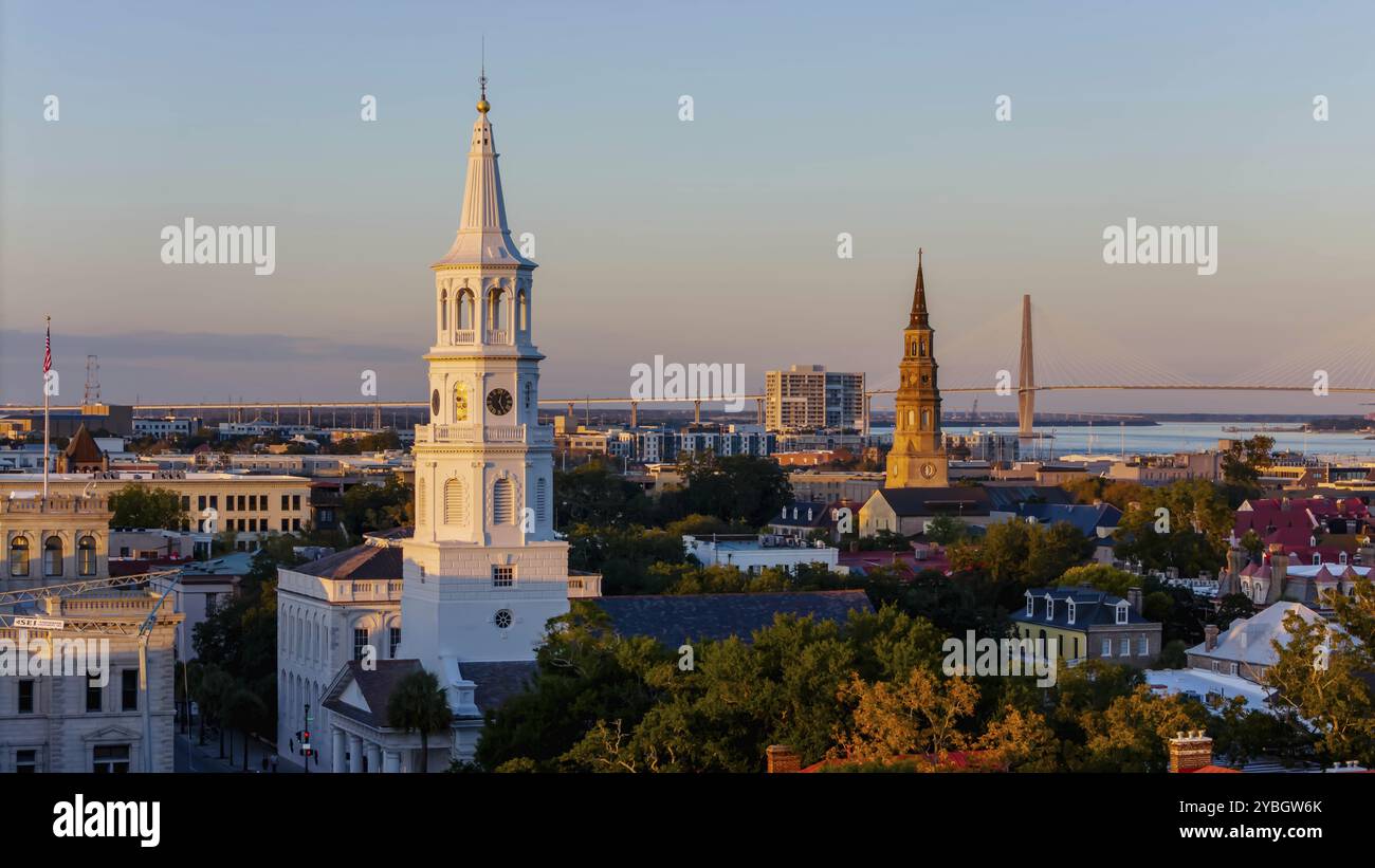 Aerial view of the St Michaels Anglican Church in Charleston SC. Listed ...