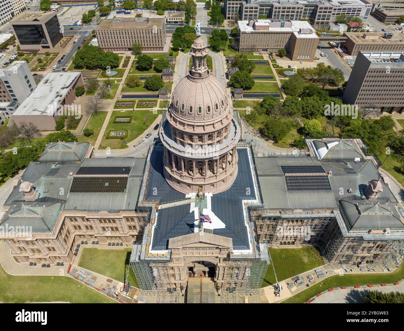 Aerial view of the Texas State Capitol Building In the city of Austin ...