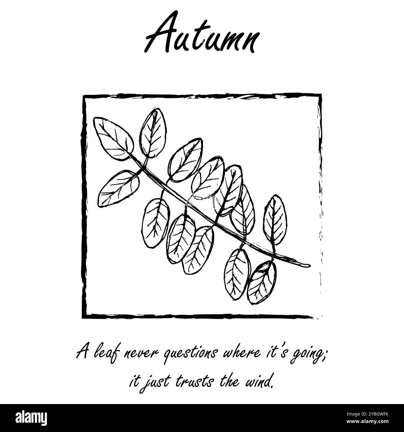 Autumn leaf botanical greeting card. Seasonal poster, postcard ...