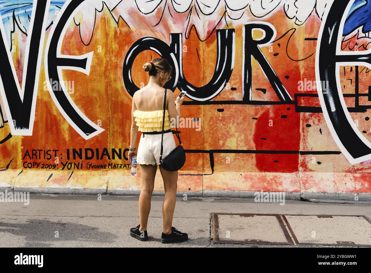 Berlin, Germany, July 29, 2019: Tourists at East Side Gallery in the ...