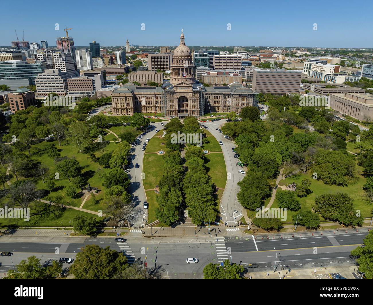 Aerial view of the Texas State Capitol Building In the city of Austin ...