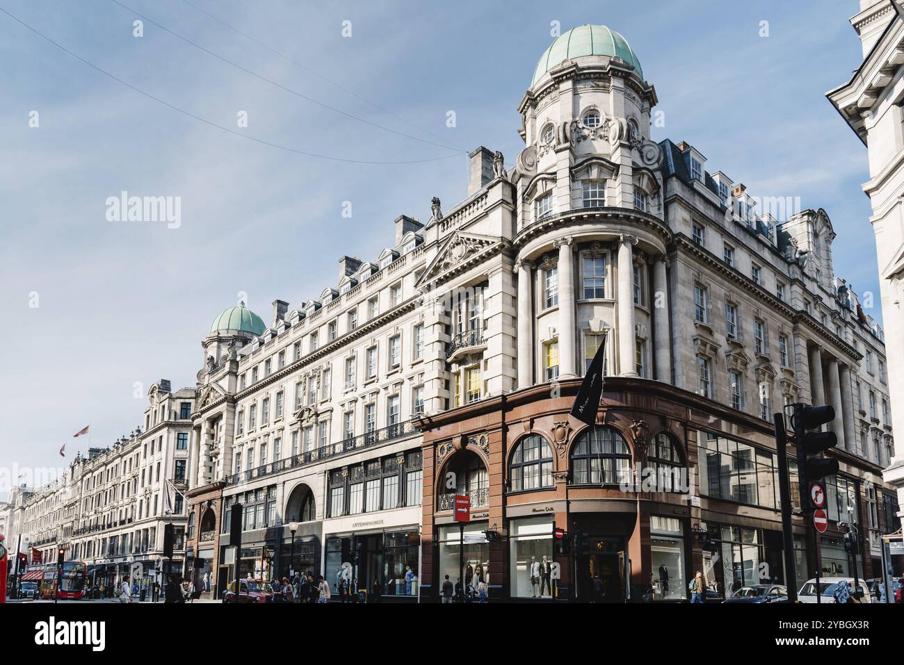 London, UK, May 15, 2019: Street scene in Regent Street with sunlight ...
