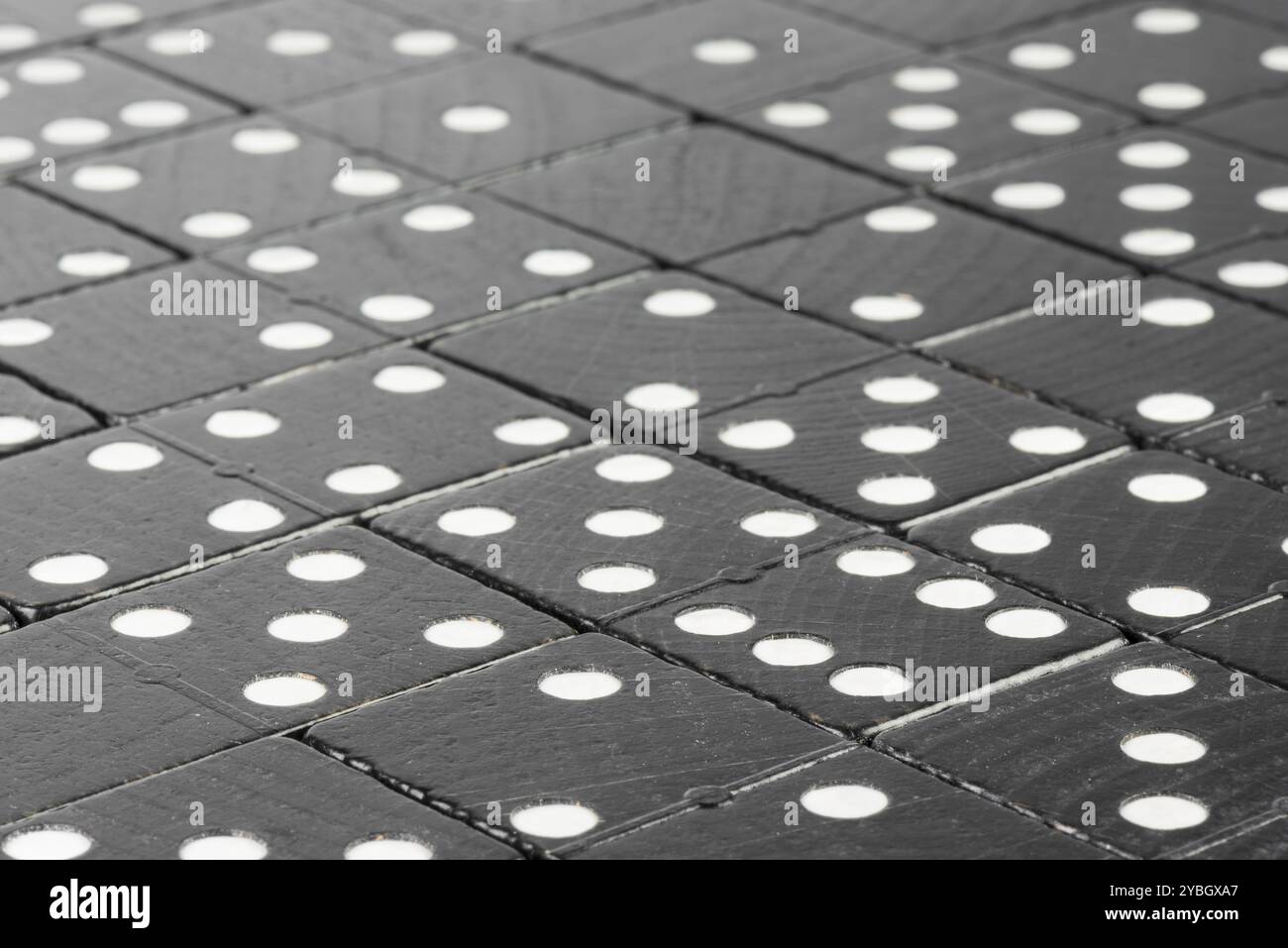 Composition of lying black domino bricks with white dots Stock Photo ...