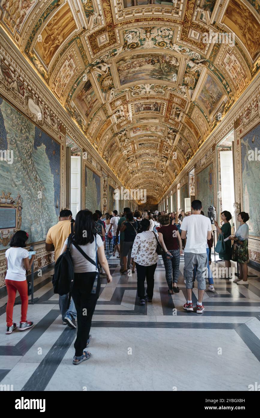 Rome, Italy, August 19, 2016: Interior view of tourists in Vatican ...