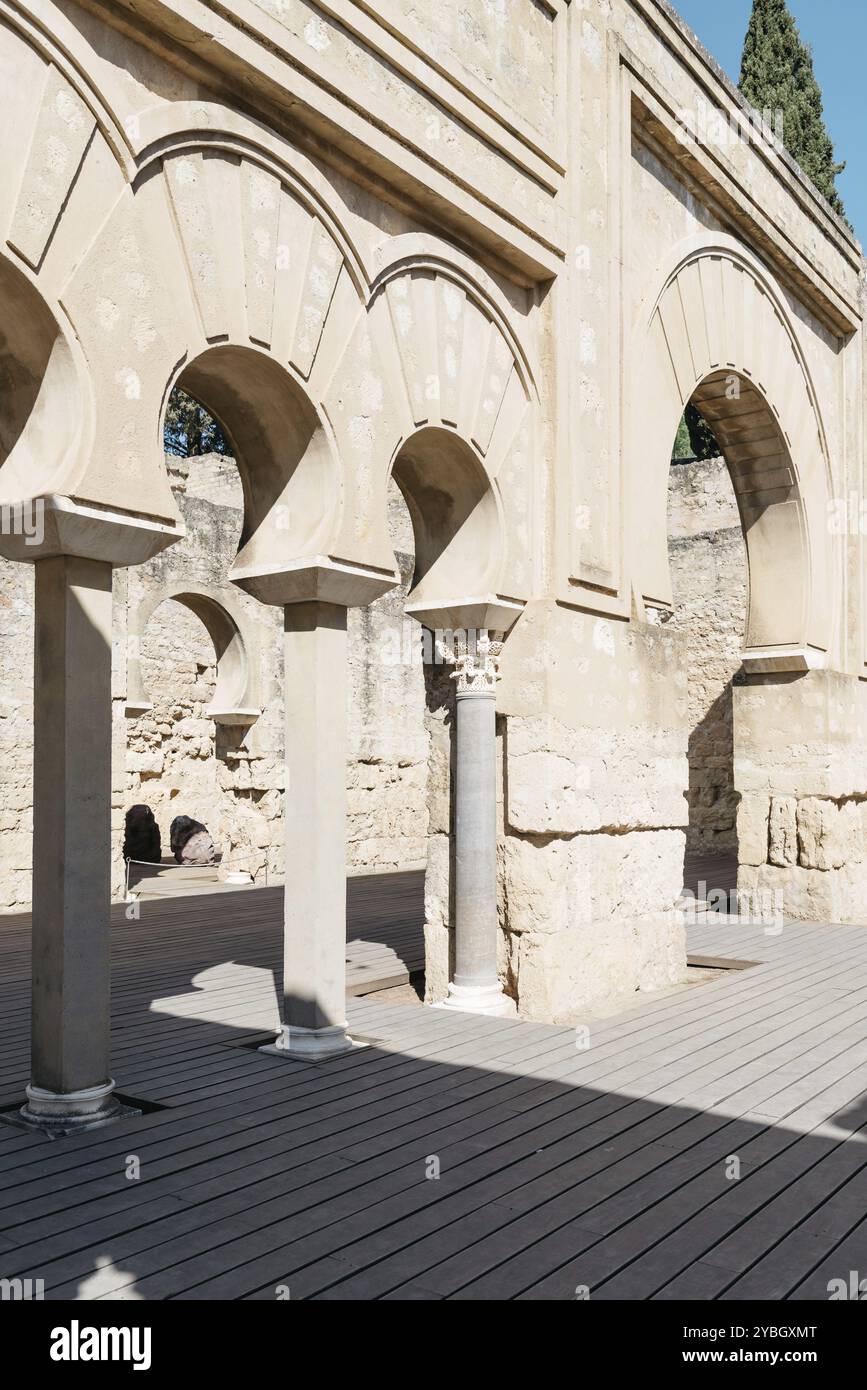 View of horseshoe arches in the ruins of the fortified Arab Muslim ...