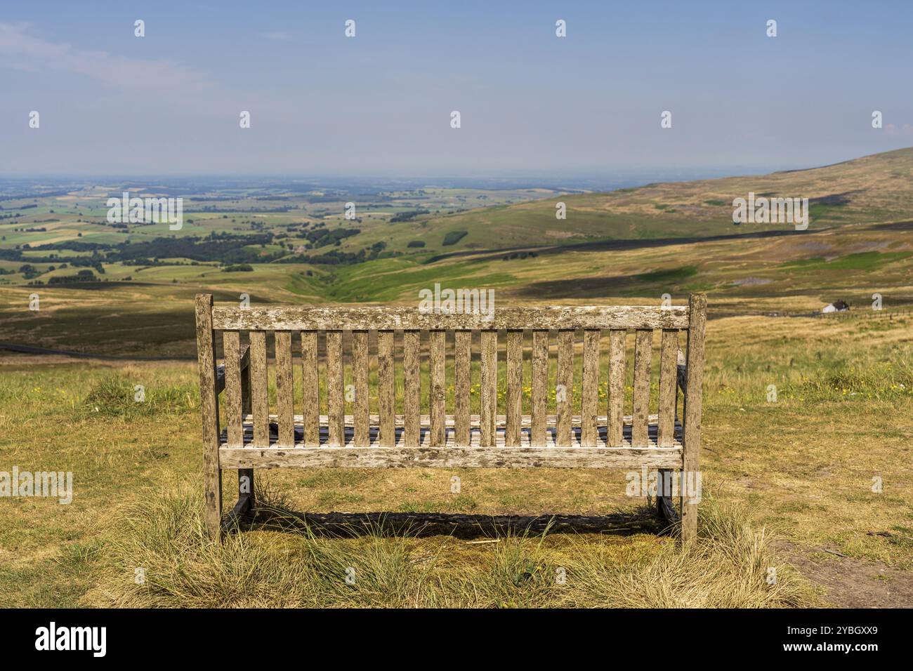 A bench with a view from the Hartside Pass between Alston and Penrith ...