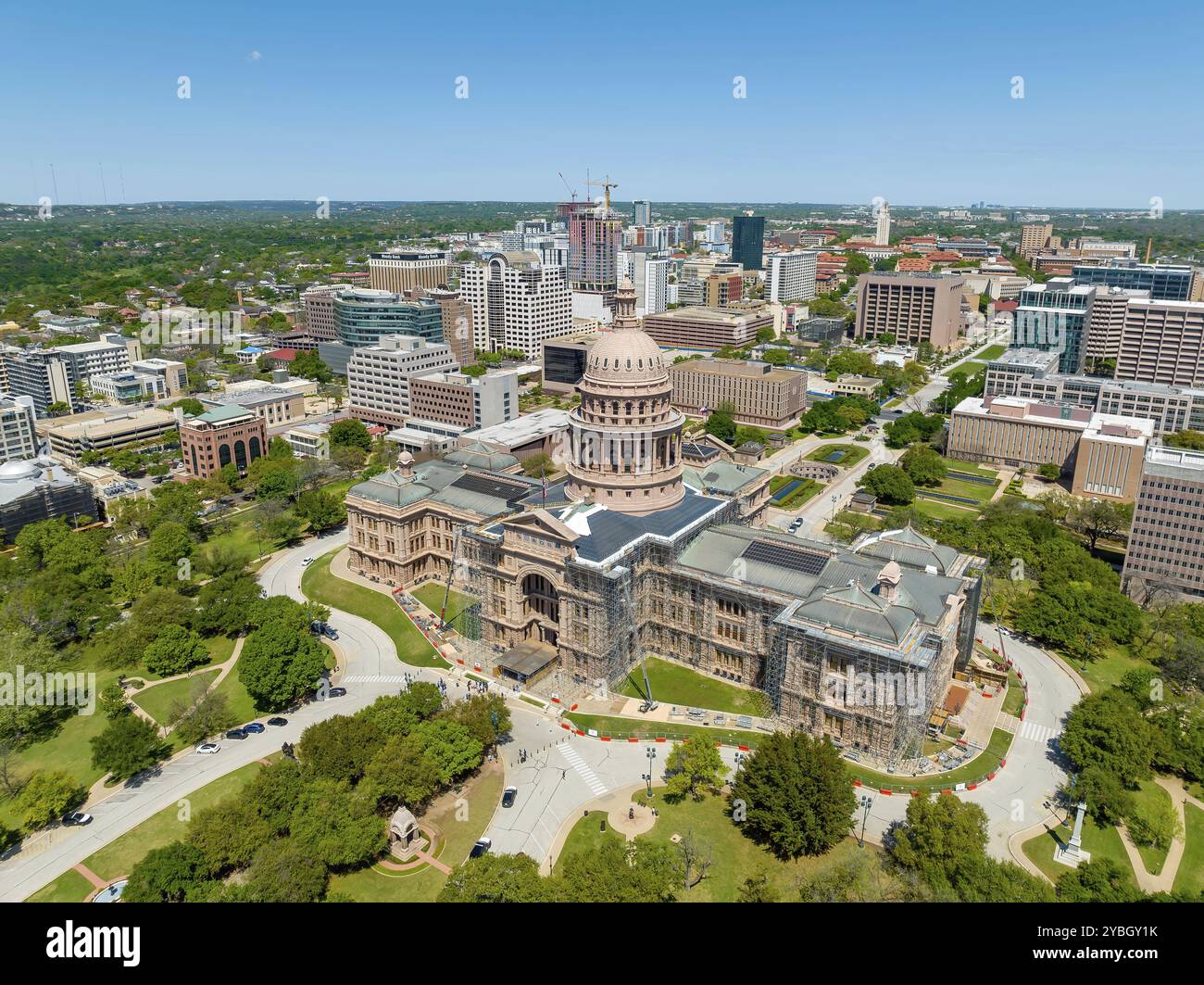 Aerial view of the Texas State Capitol Building In the city of Austin ...