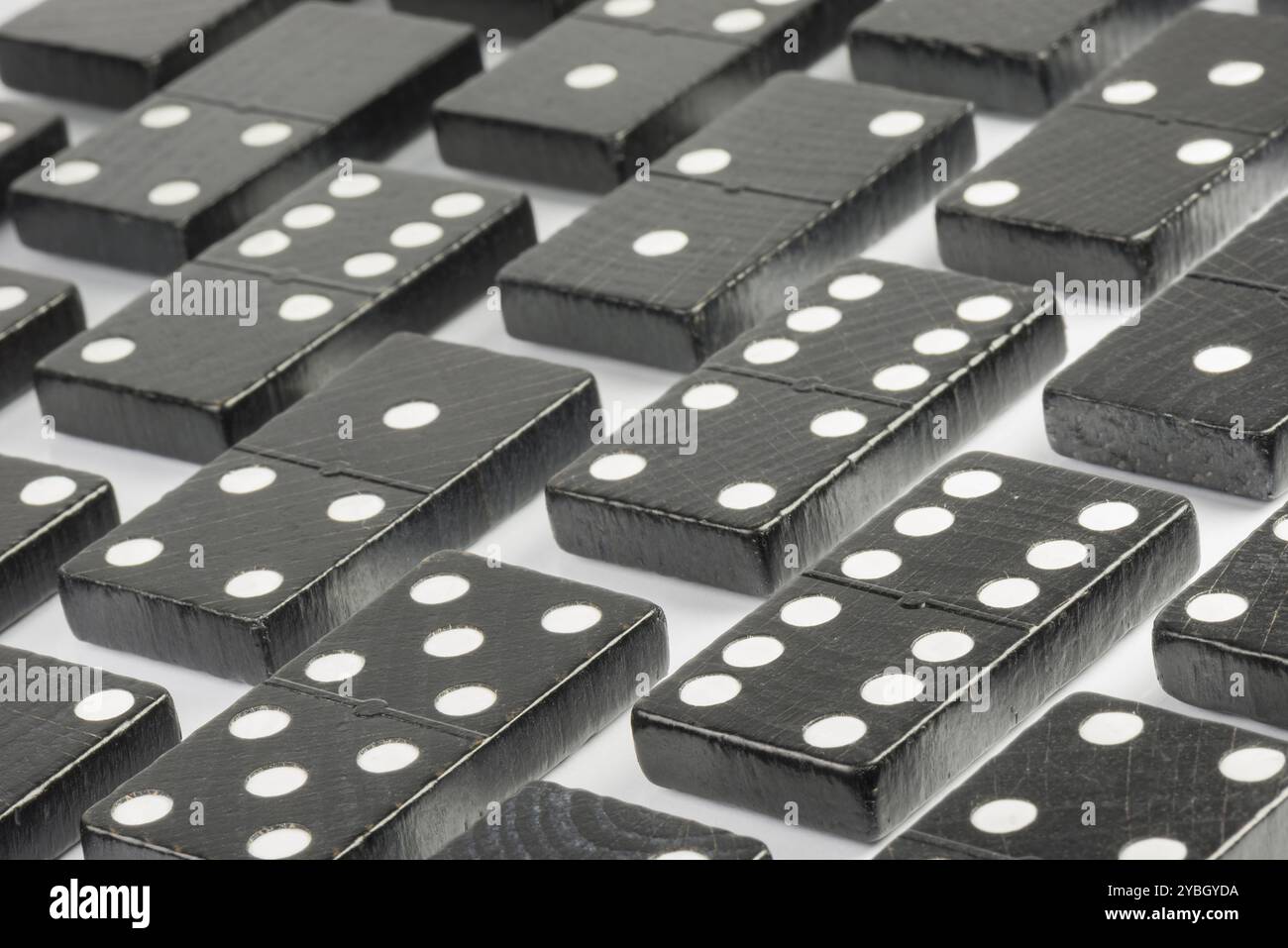 Composition of lying black domino bricks with white dots Stock Photo ...