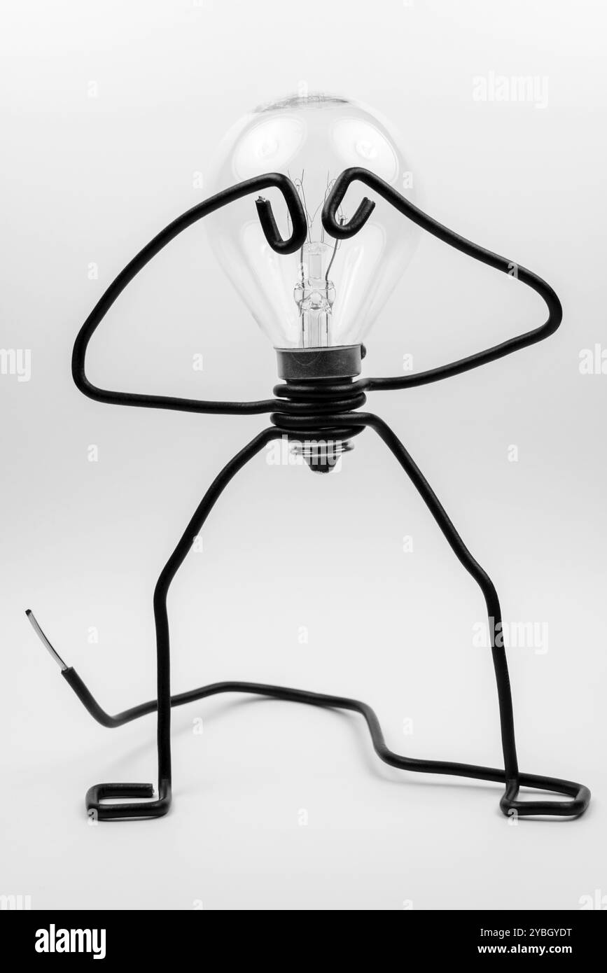 Emotional fantasy figure of a transparant light bulb and black ...