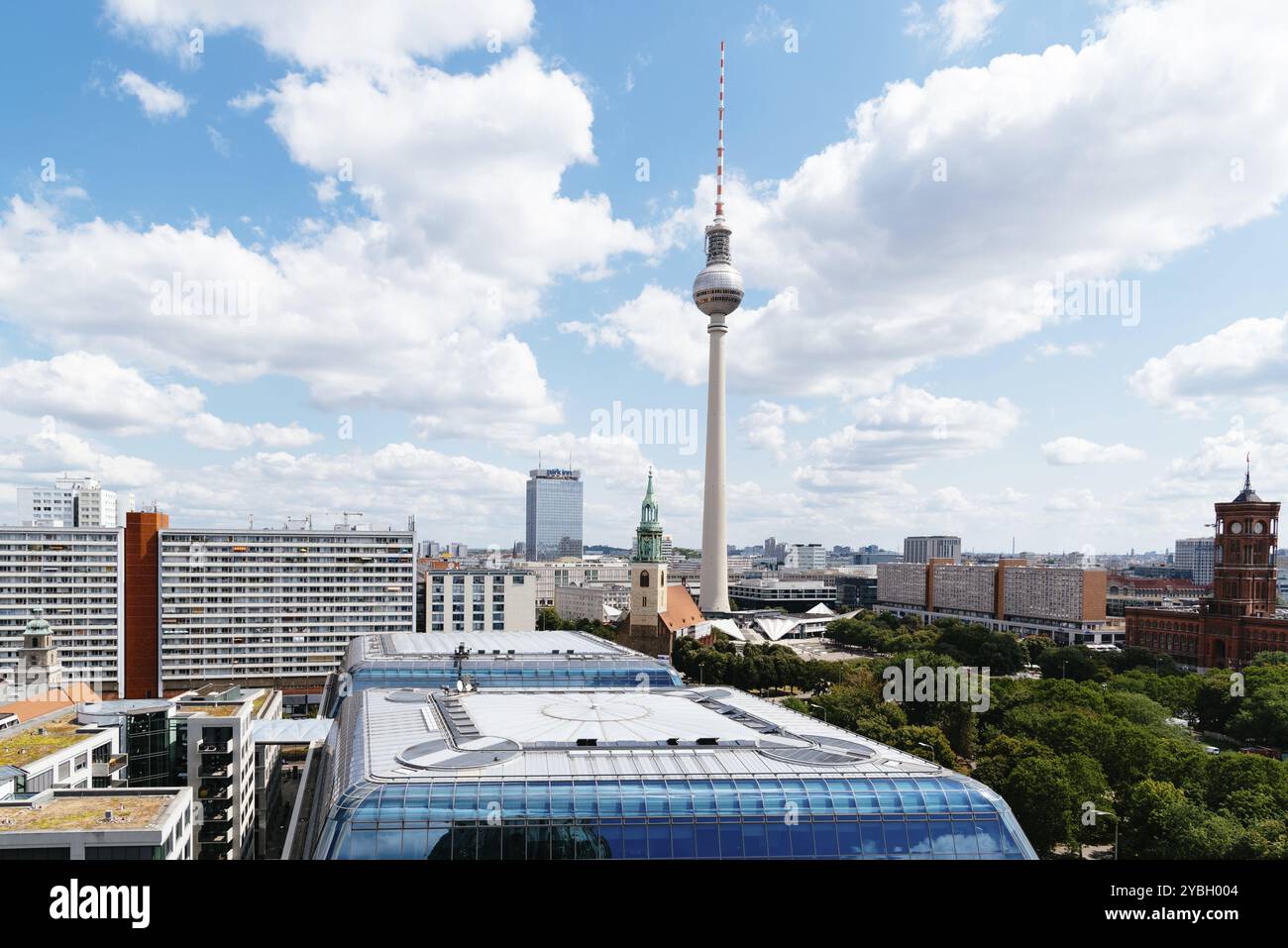 Berlin, Germany, July 27, 2019: High angle view of Berlin from rooftop ...