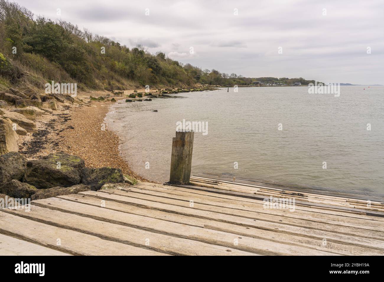 The Solent coast near Gurnard Bay on the Isle of Wight, England, UK ...