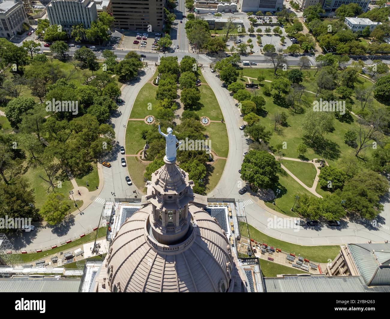 Aerial view of the Texas State Capitol Building In the city of Austin ...