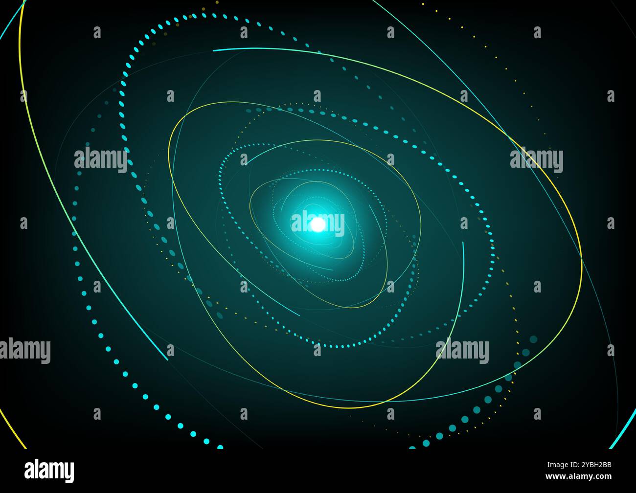 Abstract background with green and yellow dash circles elements, stock ...