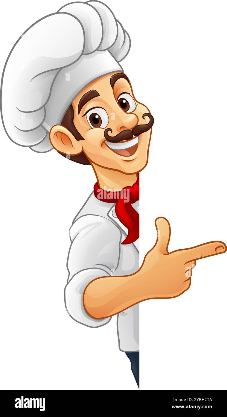 Chef Baker Cook Cartoon Mascot Man Pointing Sign Stock Vector Image ...